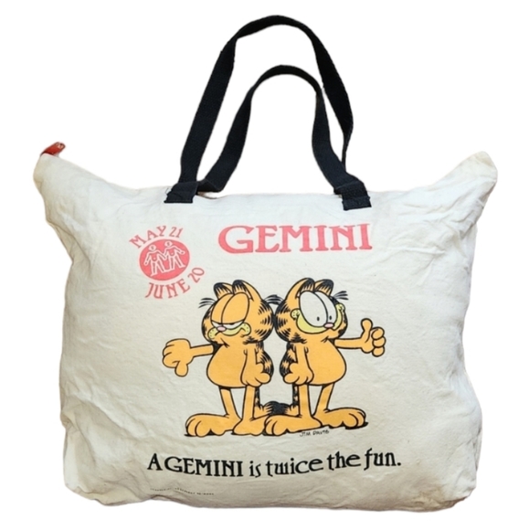 Vintage | Bags | Rare 978 Garfield Tote Zip Bag Gemini | Poshmark